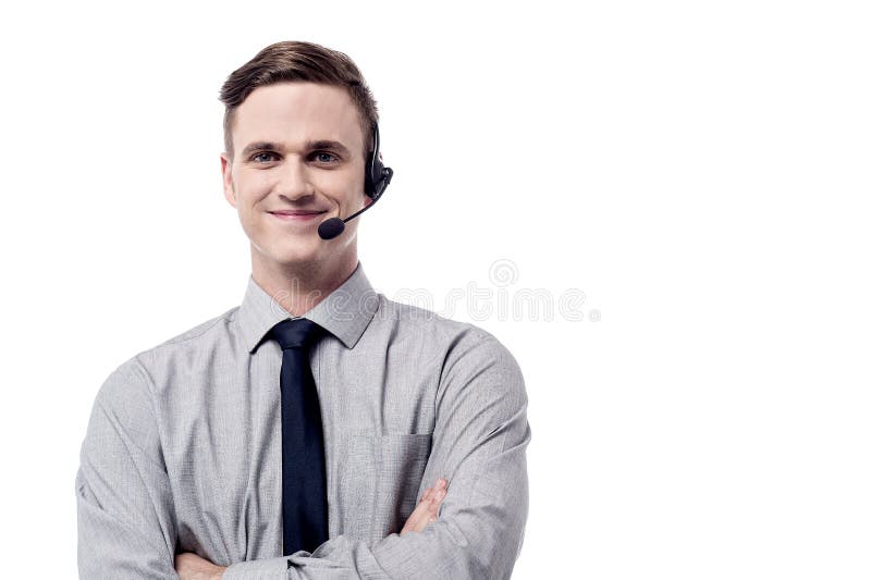 Hello ! I am Here To Help You ! Stock Photo - Image of employee, folded ...