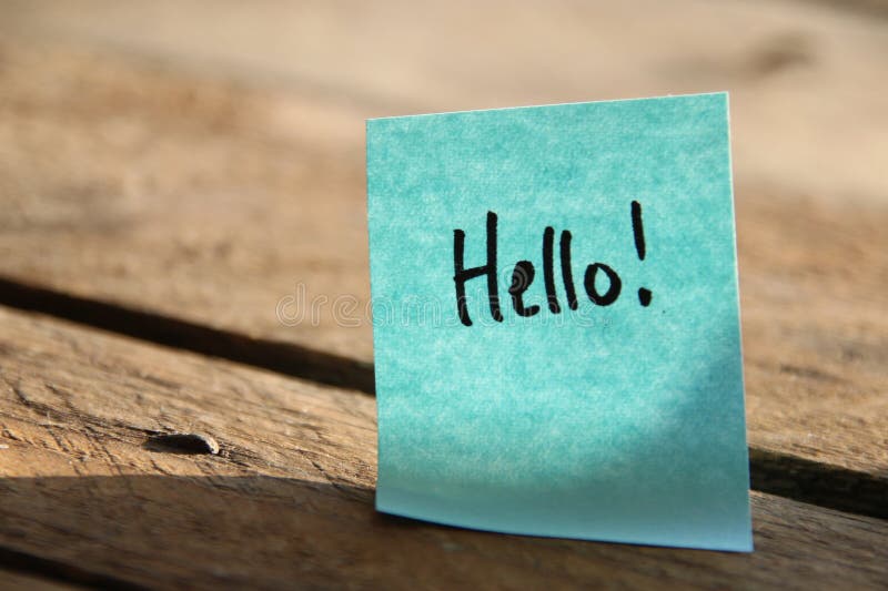 Hello! the Inscription on the Blue Tag Stock Image - Image of speak ...