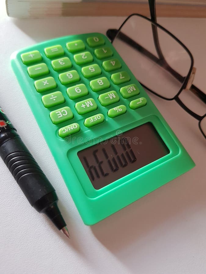 HELLO Inscription on the Calculator Screen Stock Photo - Image of ...