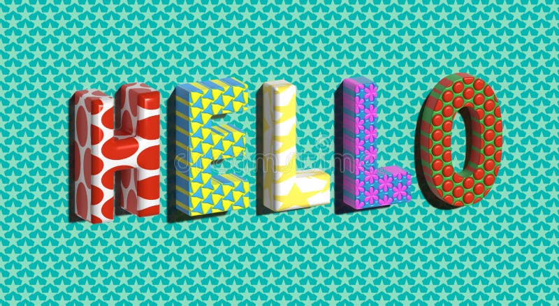 Hello Inscription with Shadow on Blue Background, 3D Rendering ...