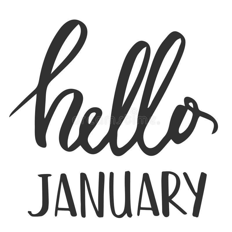 Hello January Typographic Design. Stock Vector - Illustration of ...