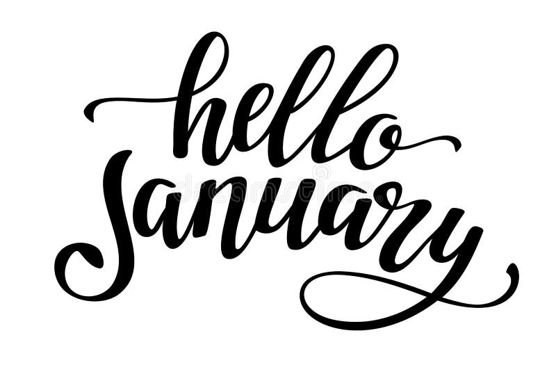 Hello January Black Lettering Inscription. Vector Illustration Stock ...