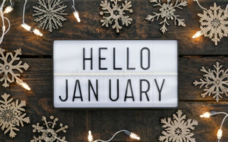 Hello January Greeting Card Stock Illustration - Illustration of happy ...