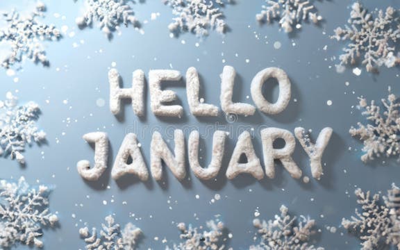 Hello January Greeting Card Stock Illustration - Illustration of gift ...