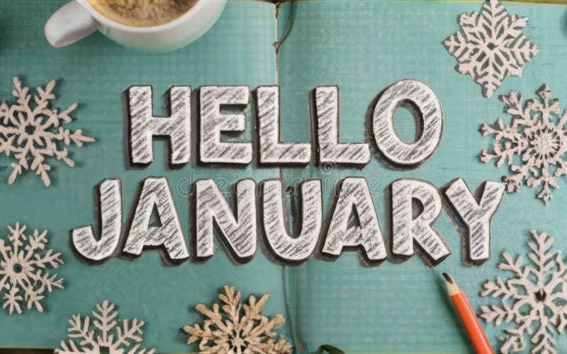 Hello January Greeting Card Stock Illustration - Illustration of ...