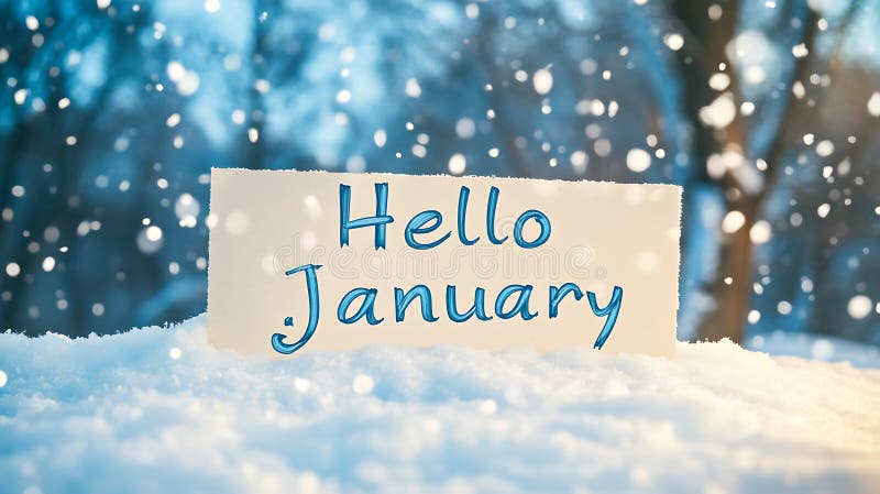 HELLO JANUARY Greeting Card. Concept of the Fall Season. Great Season ...