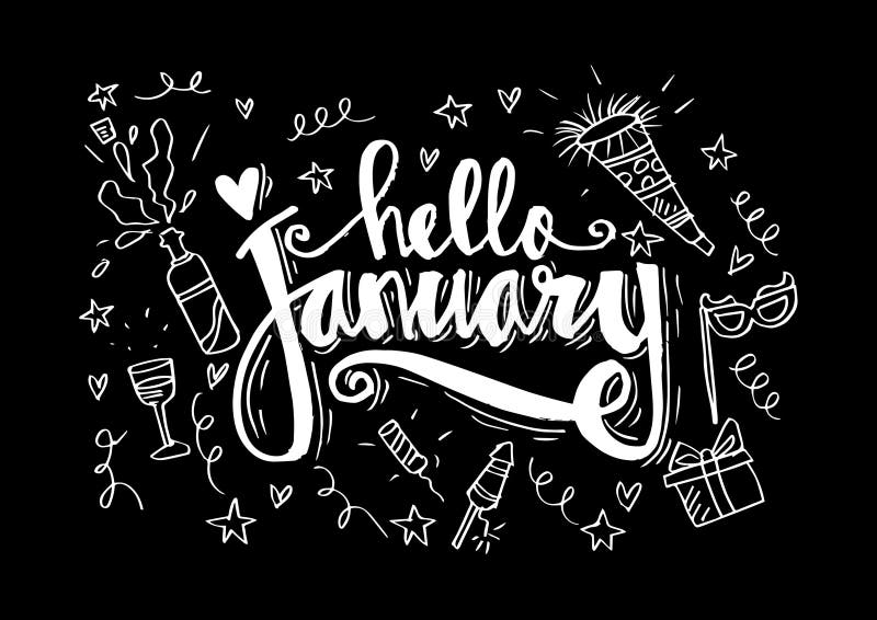 Hello January stock illustration. Illustration of education - 105152450