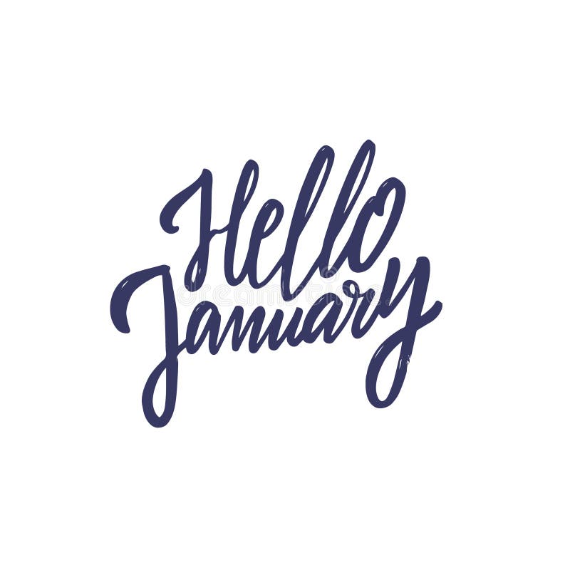 January. Handwritten Month Name on White Background. Black Inscription ...