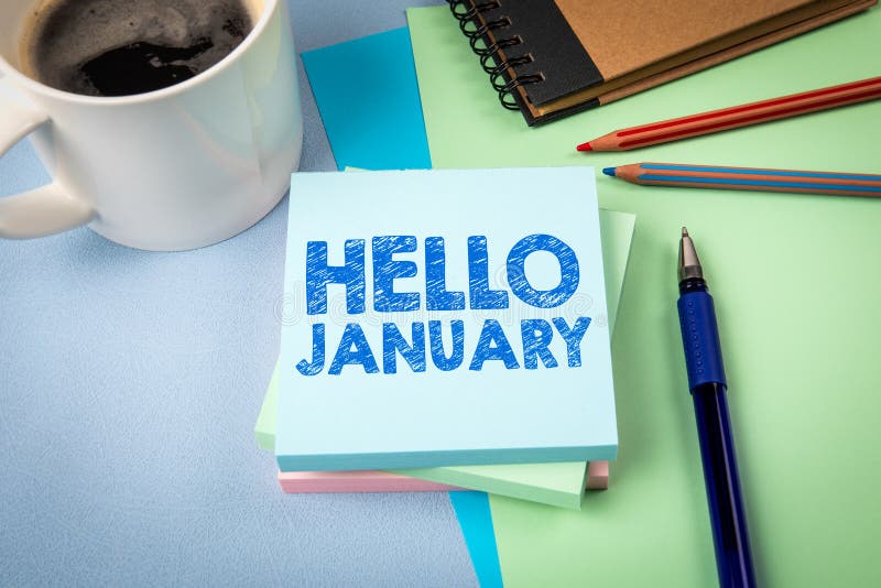 Hello January Photo. the Beginning of the New Year. Greeting Card Stock ...
