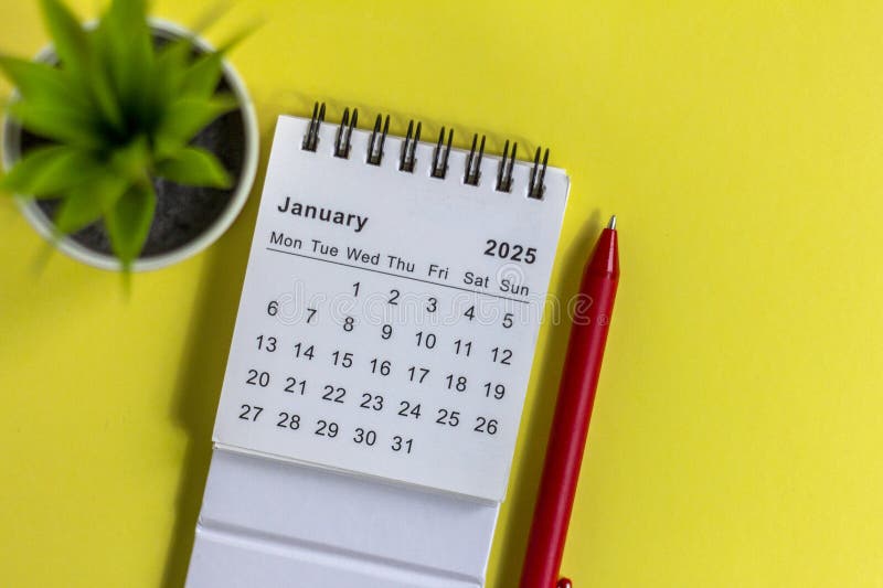 Hello January 2025 Planning Calendar Yellow Background Stock Photos ...