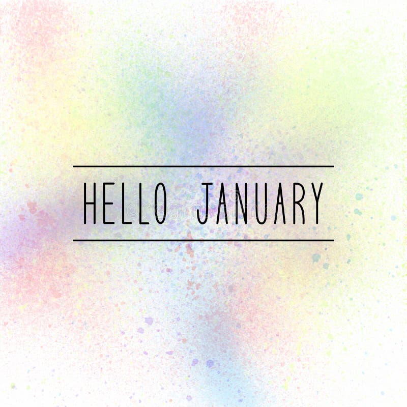 Hello January Text with Blue Watercolor Background Stock Illustration ...