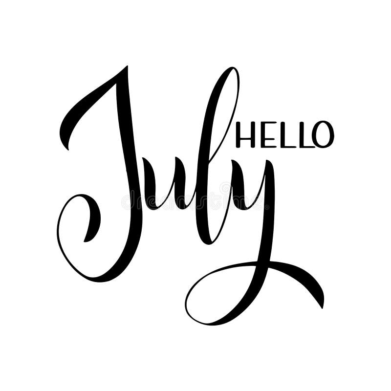 Hello July lettering stock vector. Illustration of white - 118465496