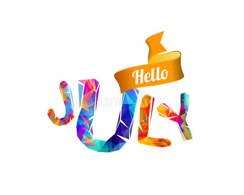 Hello July Hand Drawn Lettering. Vector Illustration Stock Illustration ...