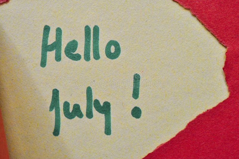 Hello july write stock image. Image of calligraphy, font - 334696075