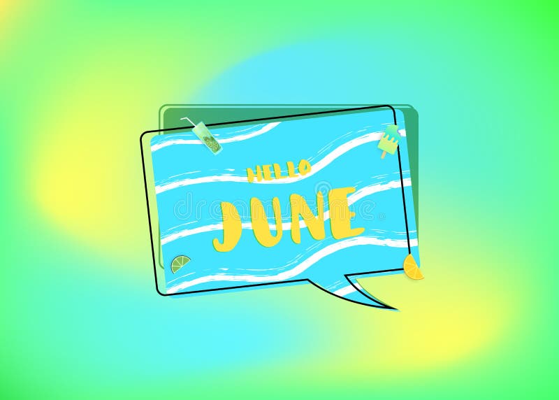 Hello June Banner. Vector Illustration. Stock Vector - Illustration of ...