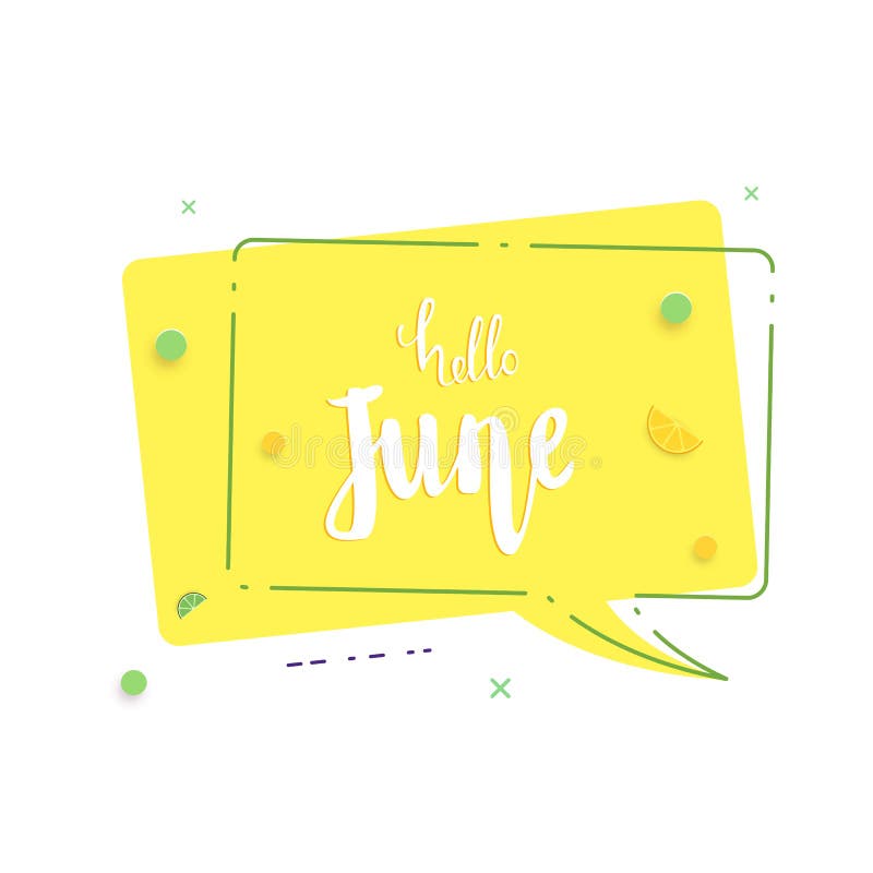 Hello June Banner. Vector Illustration. Stock Vector - Illustration of ...