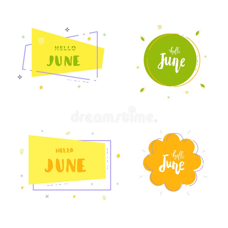 Hello June Banner. Vector Illustration. Stock Vector - Illustration of ...