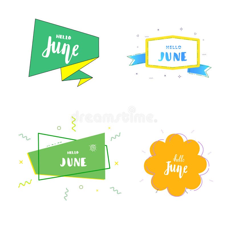 Hello June Banner. Vector Illustration. Stock Vector - Illustration of ...