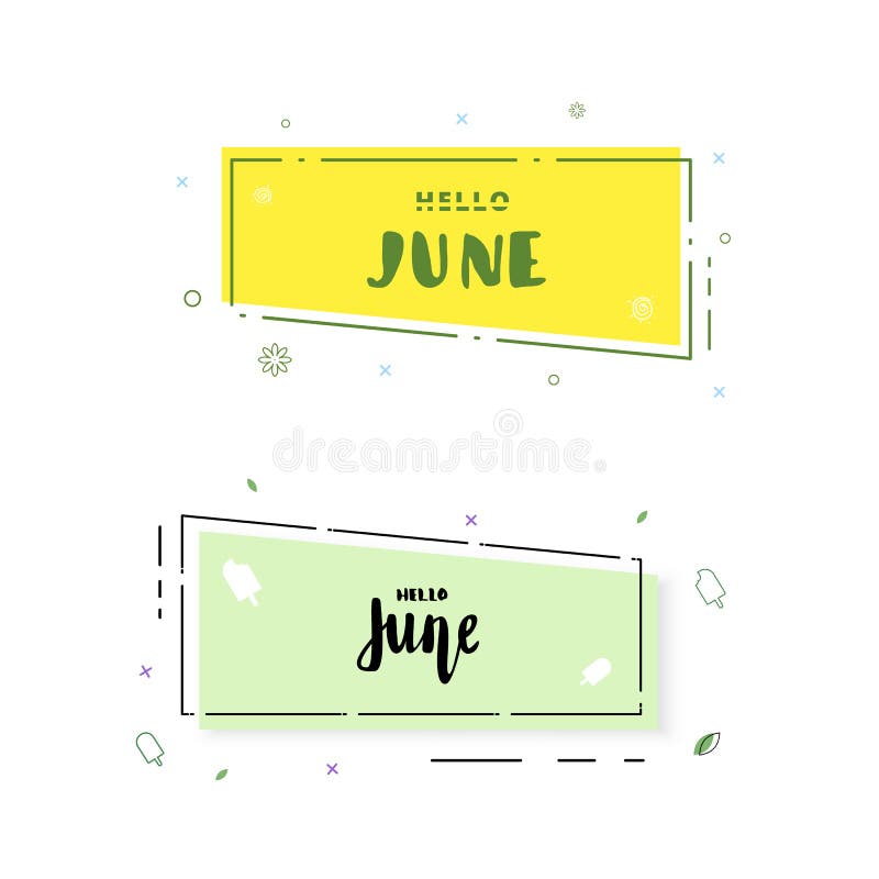 Hello June Banner. Vector Illustration. Stock Vector - Illustration of ...