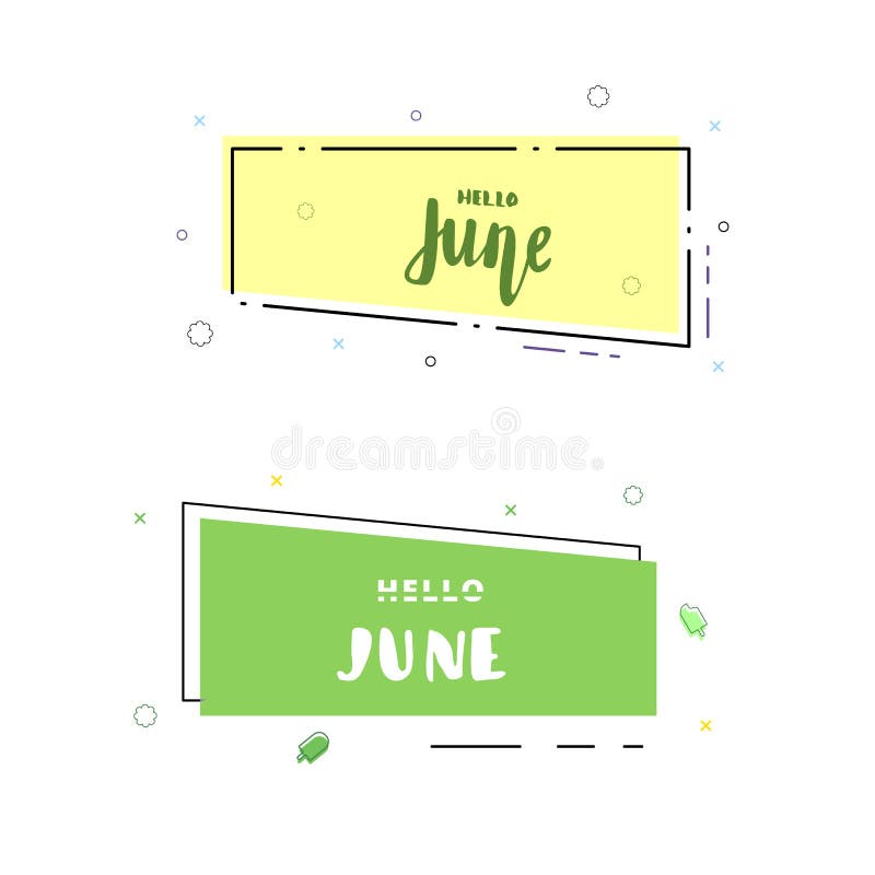 Hello June Banners. Vector Illustration. Stock Vector - Illustration of ...