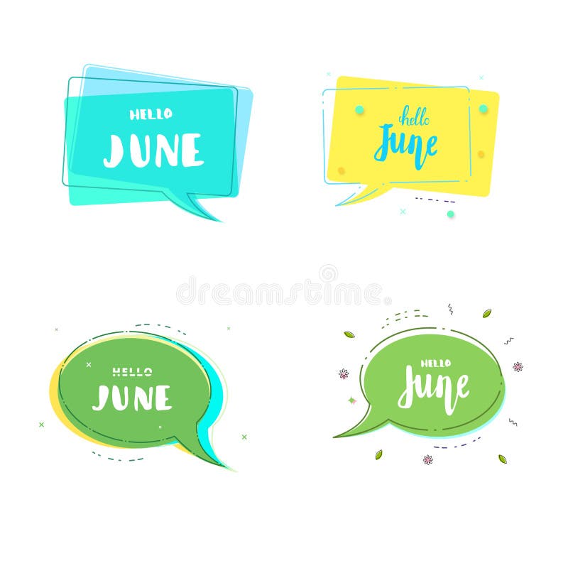 Hello June Banners. Vector Illustration. Stock Vector - Illustration of ...