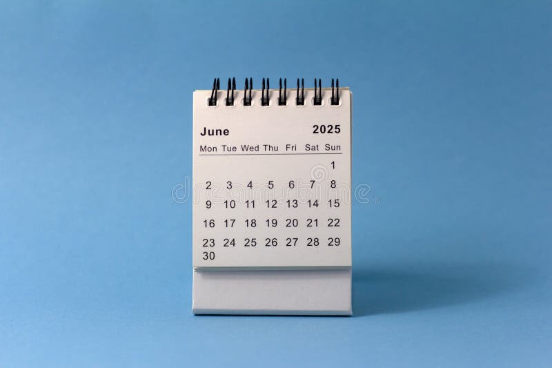 Hello June 2025 Desk Calendar for Planning on Blue Background. Stock ...