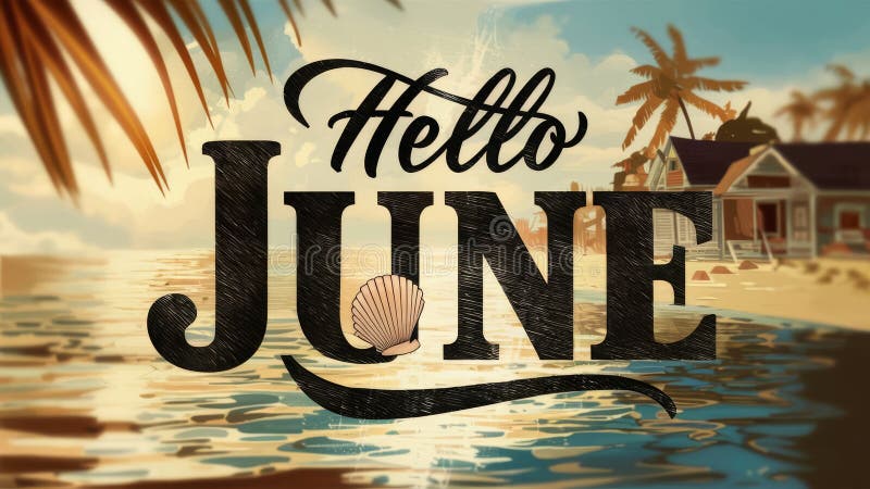 Hello June Greeting Card stock illustration. Illustration of massage ...