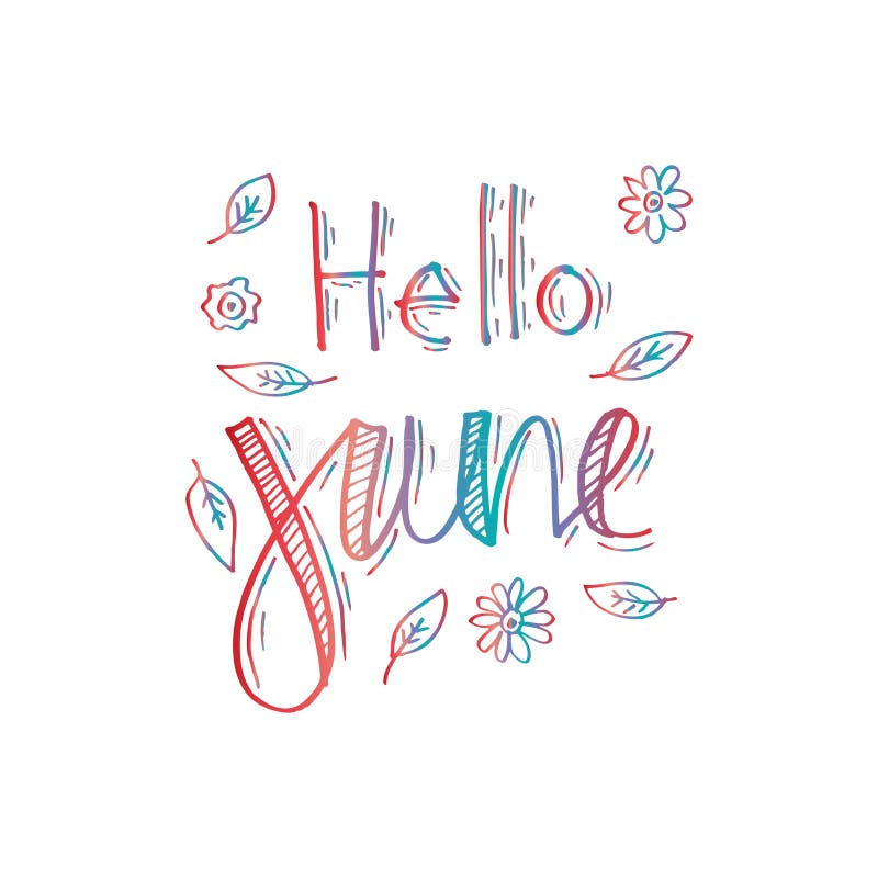 Month June Hand Drawn Inscription Lettering Style Stock Illustrations ...