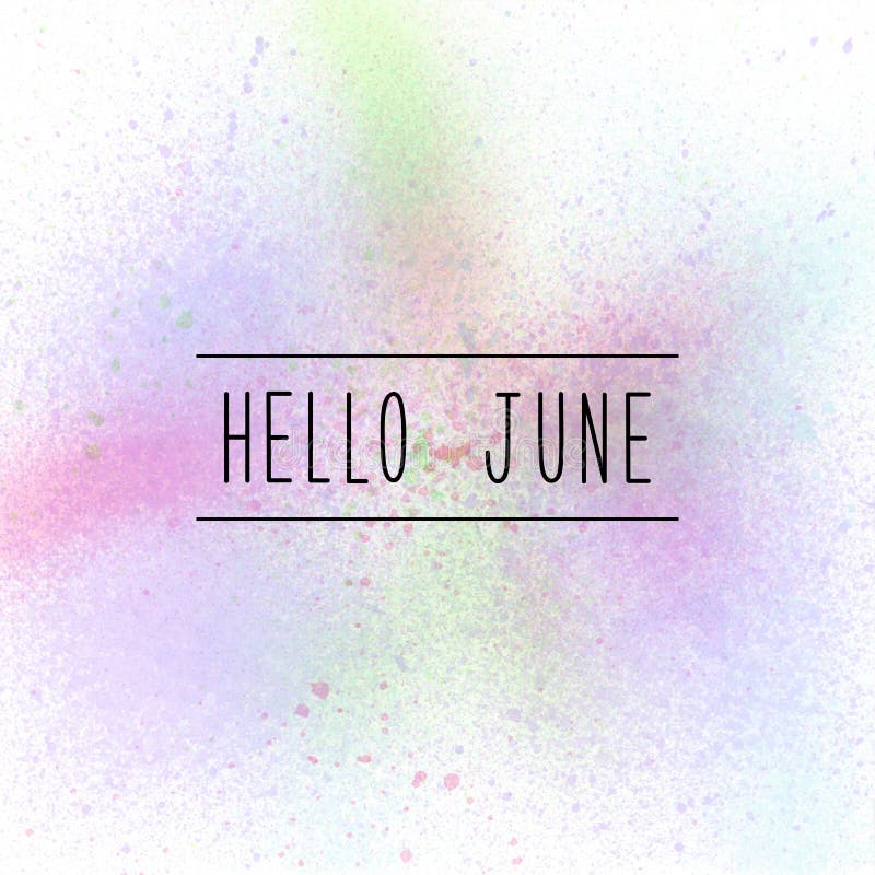 Hello June Greeting on Abstract Pink Watercolor Background Stock ...