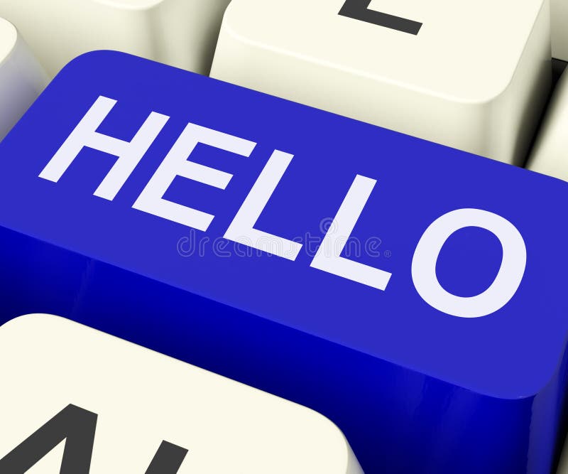 Hello Key Shows Online Greeting or Welcome Stock Image - Image of ...