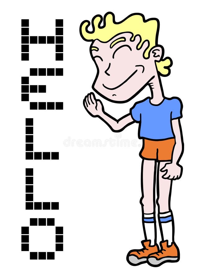 Hello kid stock vector. Illustration of tilt, pixel, expressive - 32210934