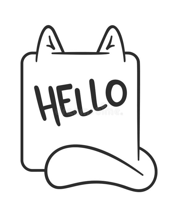 Hello Kitten Frame Black-and-white Design Stock Illustration ...