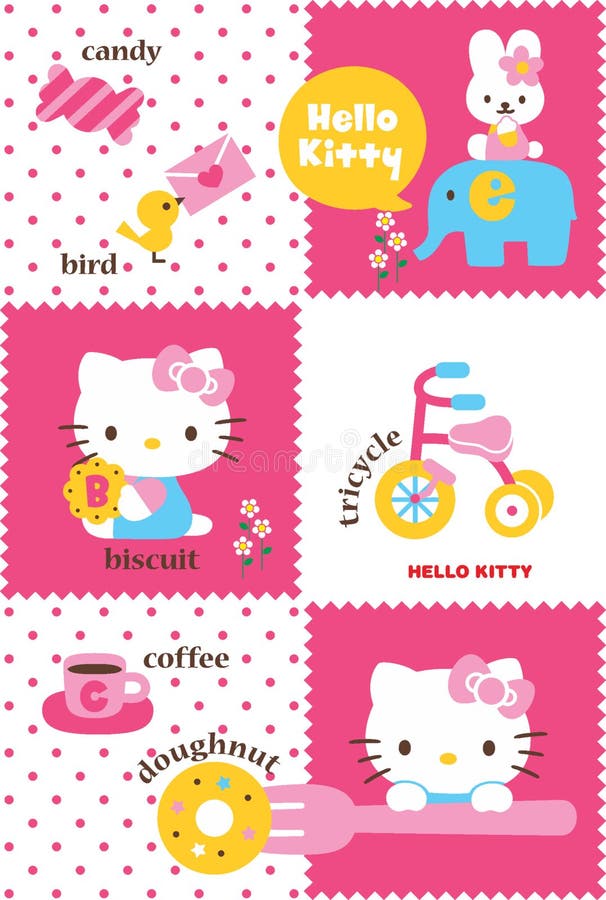 Hello Kitty Vector Wallpaper Stock Illustration - Illustration of ...