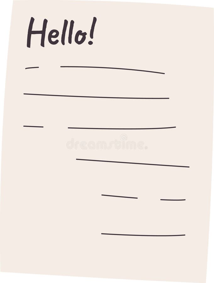 Hello Letter Sheet stock illustration. Illustration of concept - 303790773