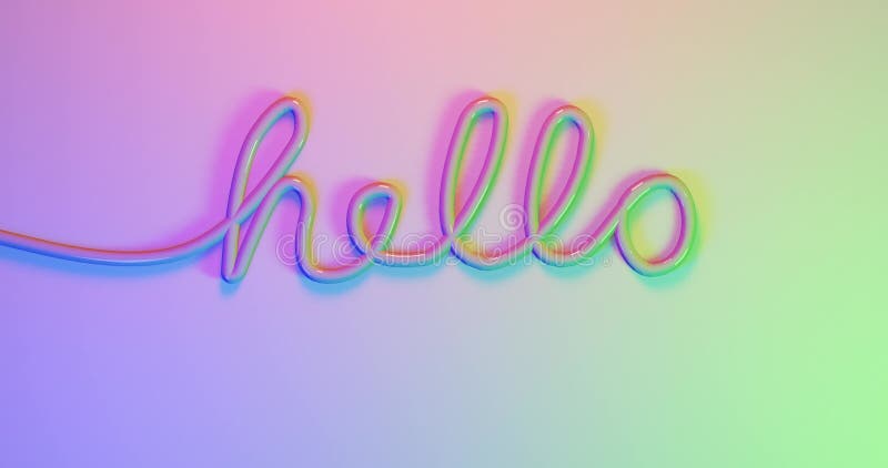 Hello Lettering, Rainbow Neon Looping Animation 3D Render Stock Footage ...