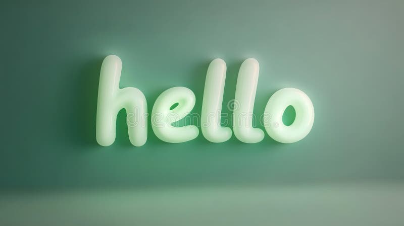 Hello in Light Green Inflatable Letters on a Green Background Stock ...