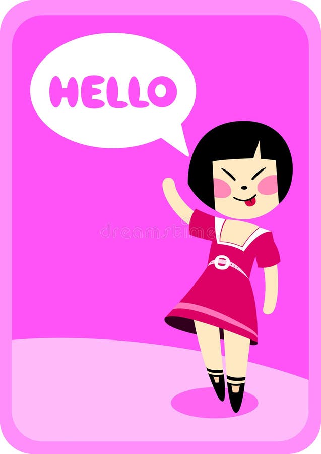 Hello from little girl stock illustration. Illustration of girl - 16050142