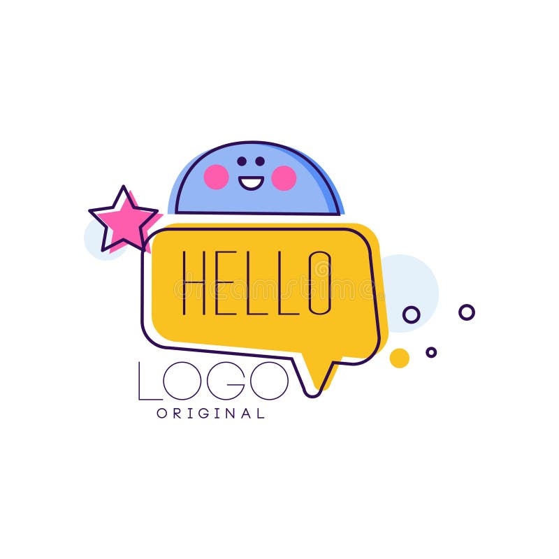 Hello Logo Templates Set, Bright Badges, Hello Quote Message Bubble ...