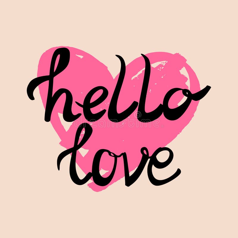 Hello Love Greeting Card With Lettering And Flower Wreath. Stock Vector ...