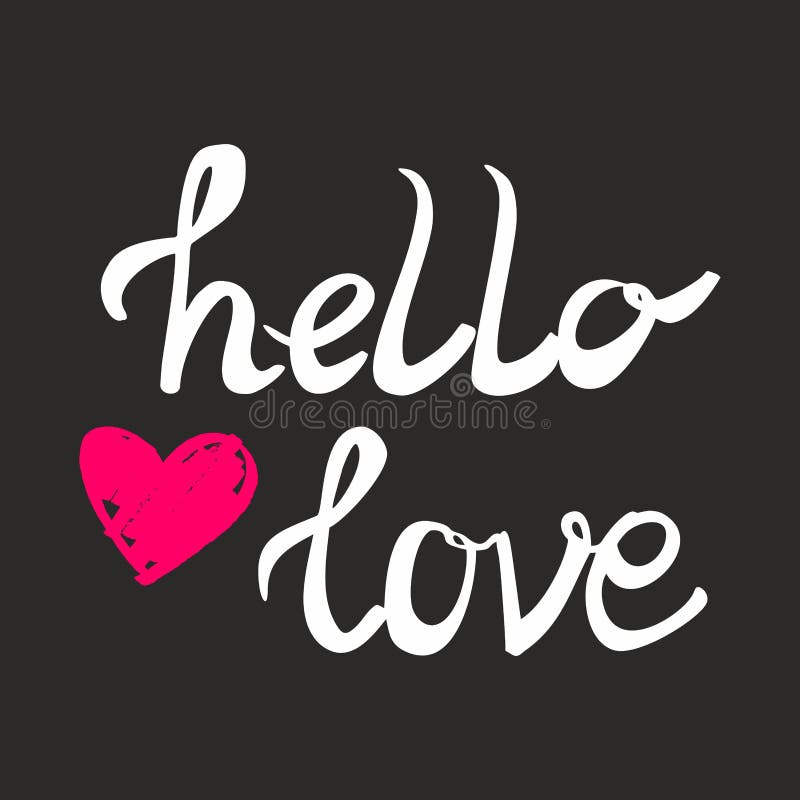 Hello Love Vector Card with Heart Stock Vector - Illustration of ...