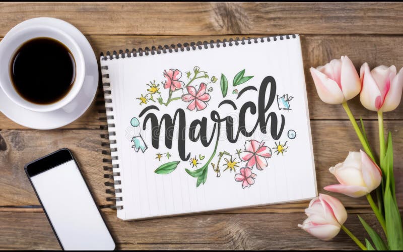 Hello March greeting card stock illustration. Illustration of march ...