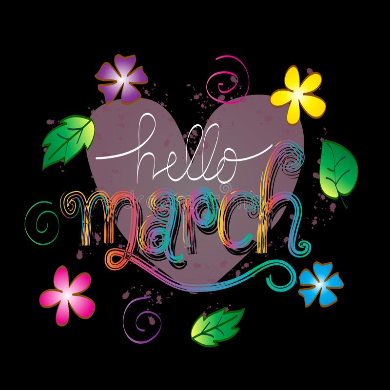 Hello March stock illustration. Illustration of inscription - 110503956