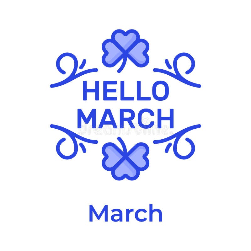 Hello March Month Icon with Leaves, Ready To Use Vector Stock Vector ...