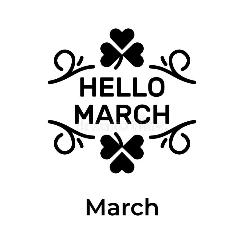 Hello March Month Icon with Leaves, Ready To Use Vector Stock Vector ...