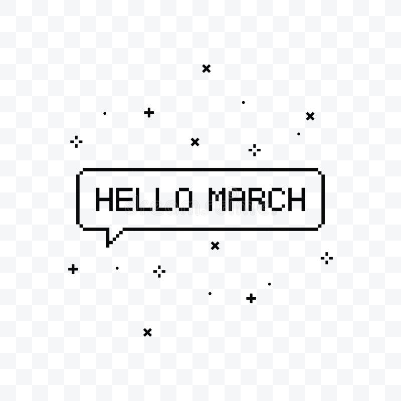 Hello March Pixel Art Speech Bubble Vector Illustration Stock Vector ...