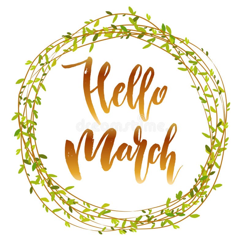 Hello march quote. stock vector. Illustration of hello - 87007665
