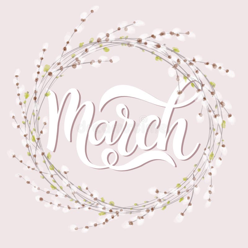 Hello March Spring Lettering Stock Illustration - Illustration of style ...