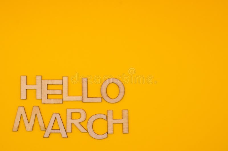 Hello march text stock illustration. Illustration of cartoon - 358822467
