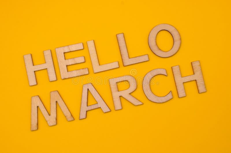 Yellow Hello March Background Stock Image - Image of brand, marc: 358822419