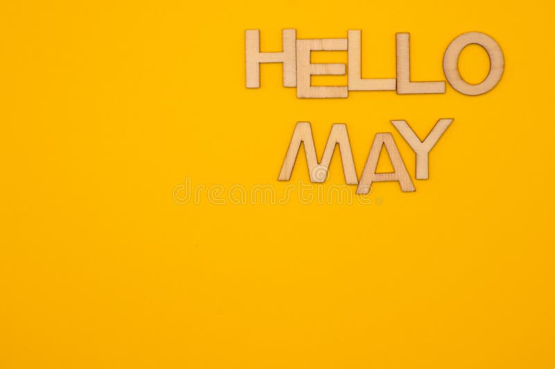 Hello may background stock image. Image of orange, poster - 358822749